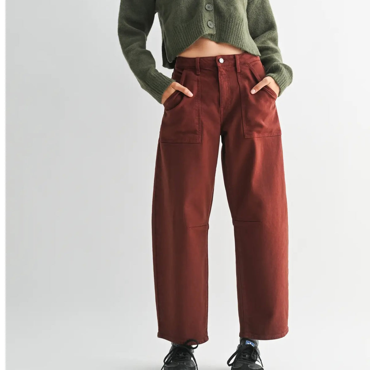 Just Black Denim- Cinnamon - Utility Seamed Barrel– Vintrey